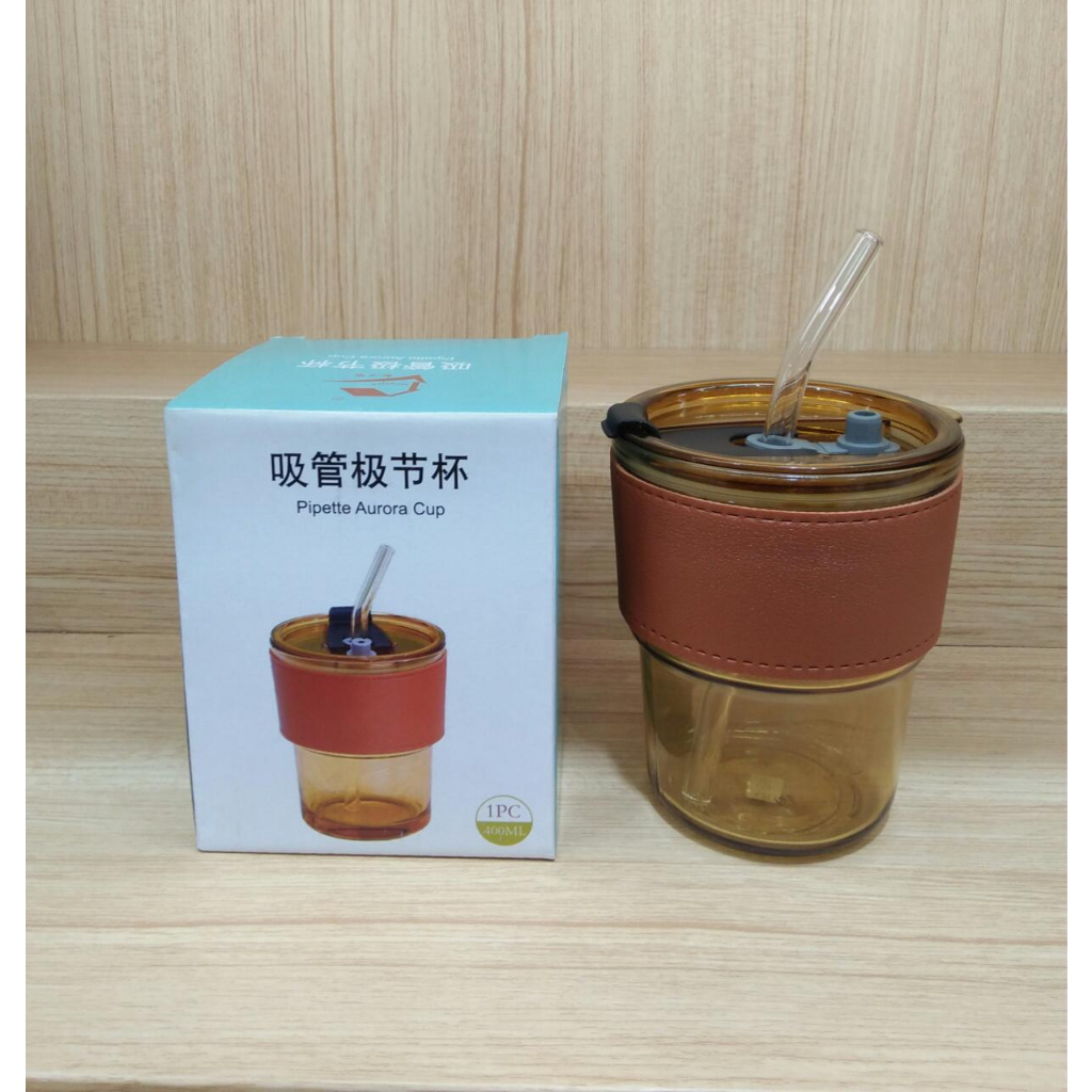 Jual Gelas Tumbler / Gelas minum kaca + sedotan + Box (400 ml) | Shopee ...