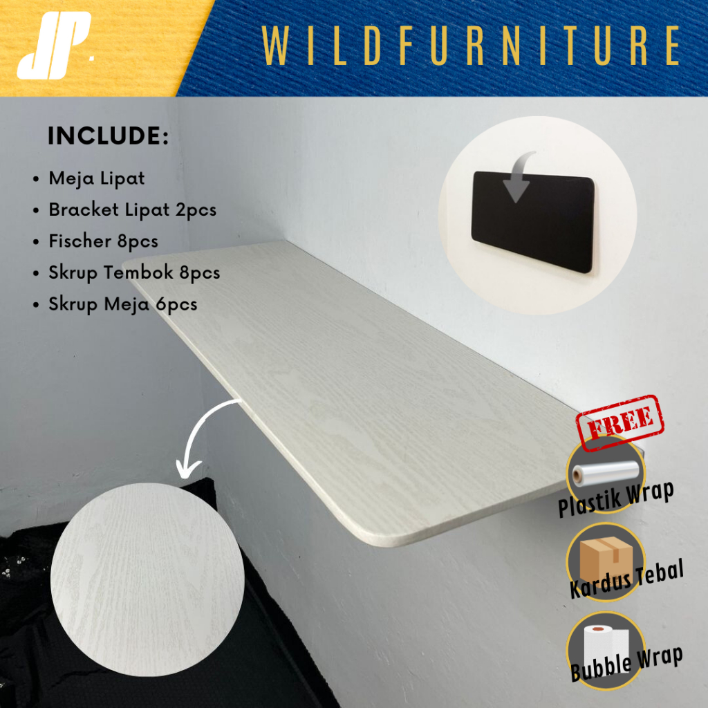 Jual (TERMURAH) MEJA LIPAT DINDING 80CM X 30 CM / SATU SET MEJA DAN ...