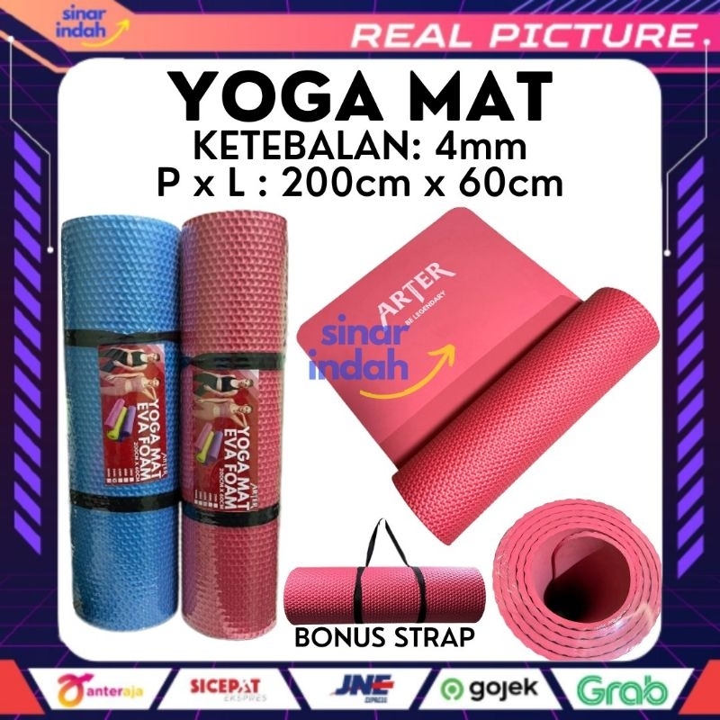 Jual Yogamat Matras Yoga Mat EVA 4mm Merah Biru Karpet Fitness Gym ...