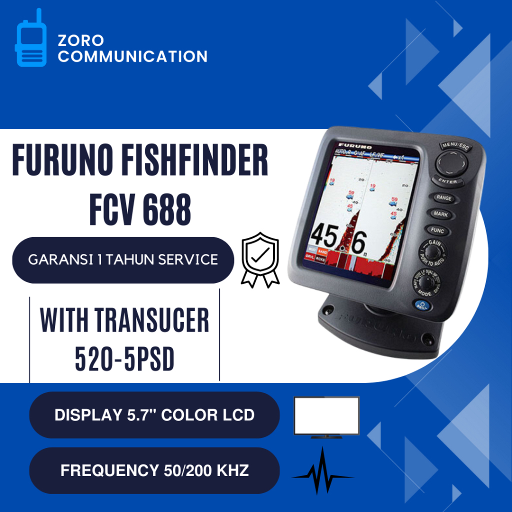 Jual Furuno Fishfinder FCV 688 Original Garansi + Transducer 520-5PSD Furuno FCV-688 FCV688 ...