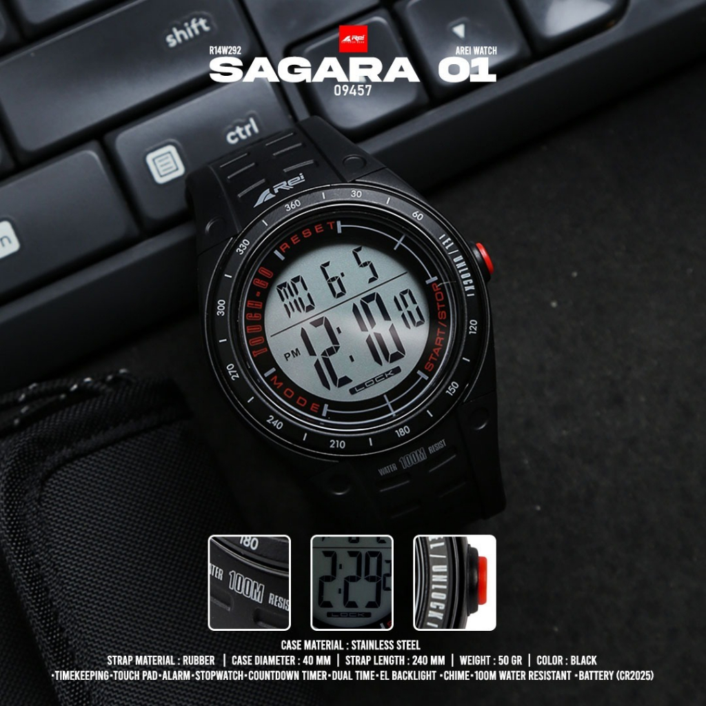 Jual Jam Tangan / Watch Digital Pria Sagara 01 Hitam Arei Outdoorgear ...