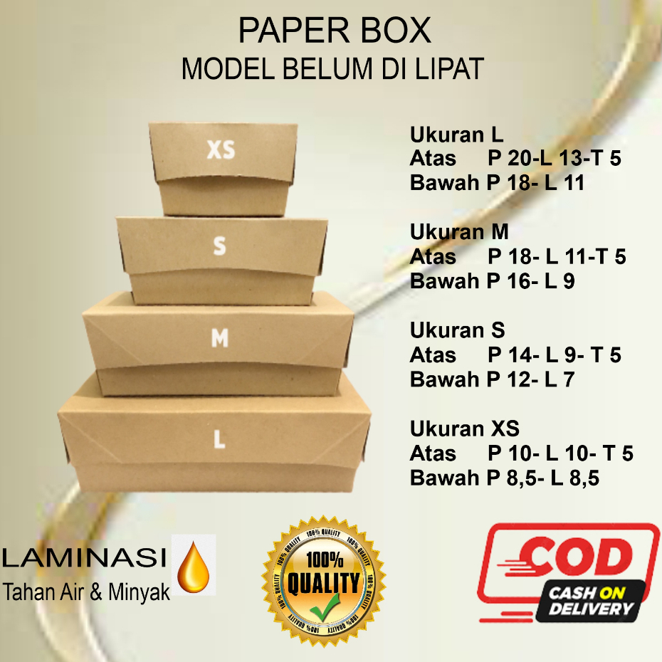 Jual Lunch Bok ( Isi 500 PCS ) Dus Makanan Kotak Tempat Nasi Paper Bok ...