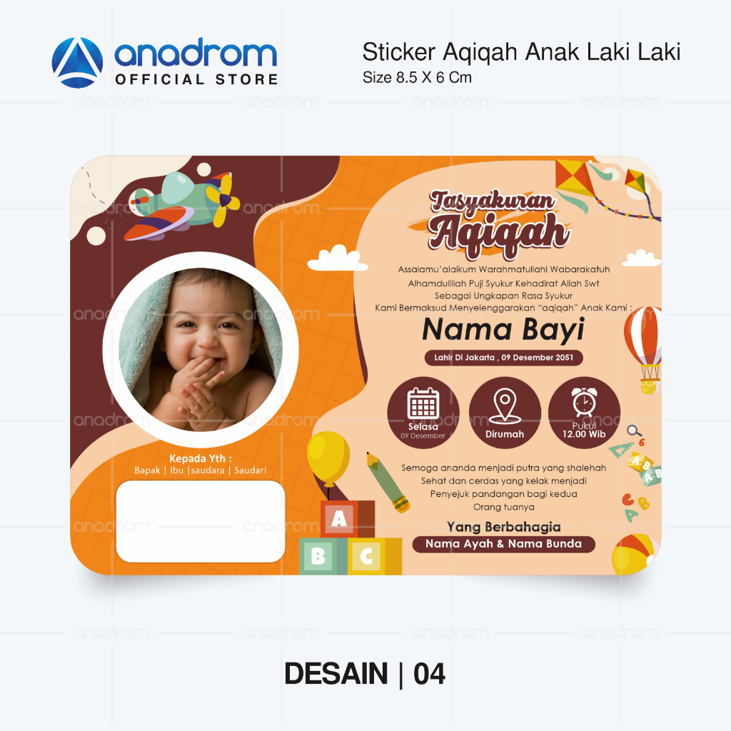 Jual Sticker Label Aqiqah Anak Laki - Laki | Sticker Label Box Makanan ...