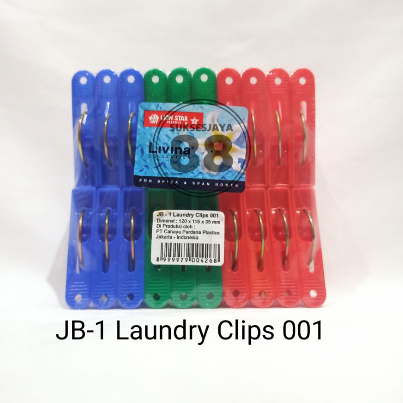 Jual Lion Star JB-1 Laundry Clips 001 Jepitan Baju Jemuran Plastik Isi ...