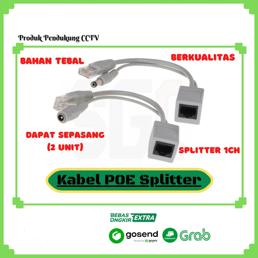 Jual POE adaptor cable Injektor Spliter cctv network IP camera kabel ...