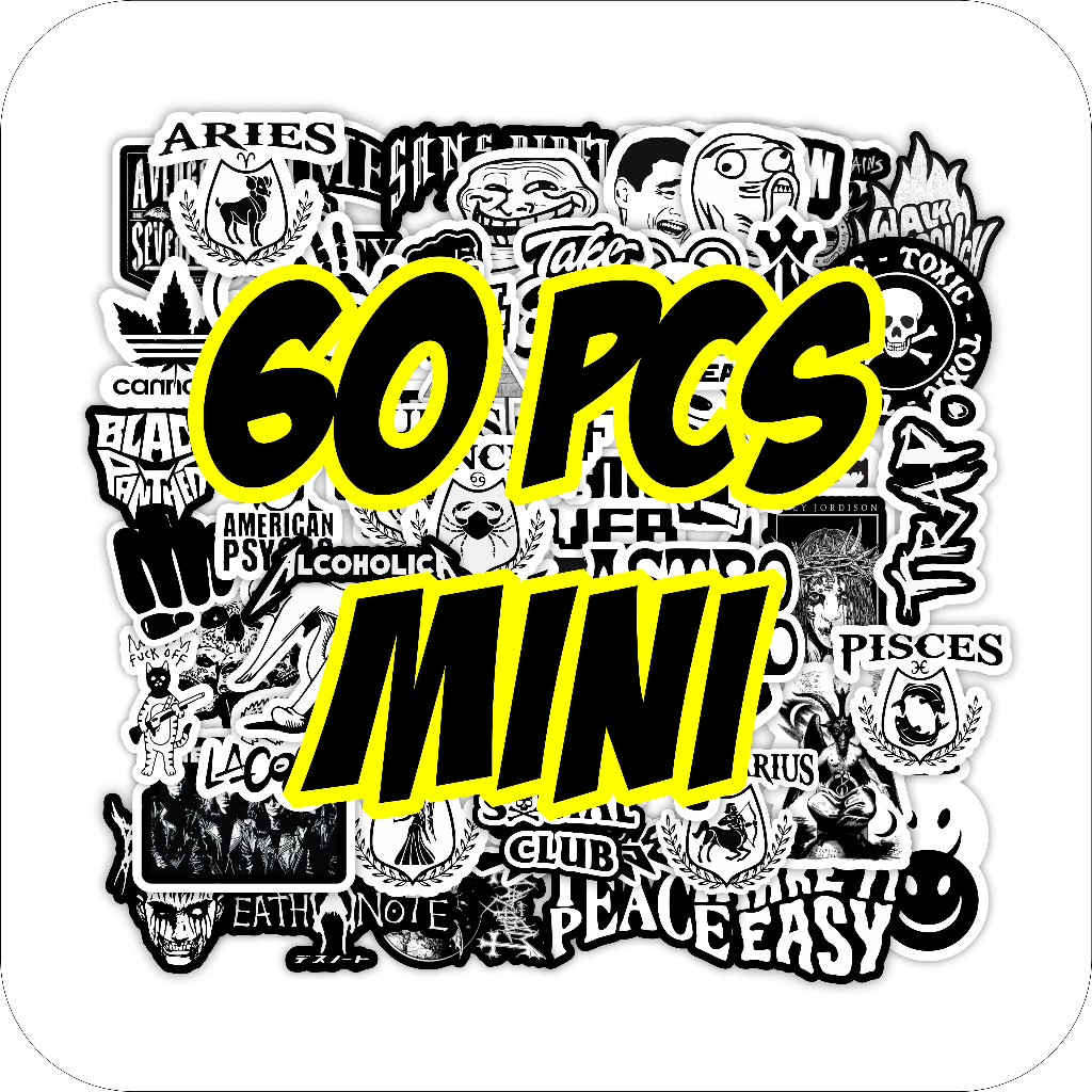 Jual STIKER MINI PACK ISI 60 PCS STIKER KECE PARAH VARIASI HITAM PUTIH ...
