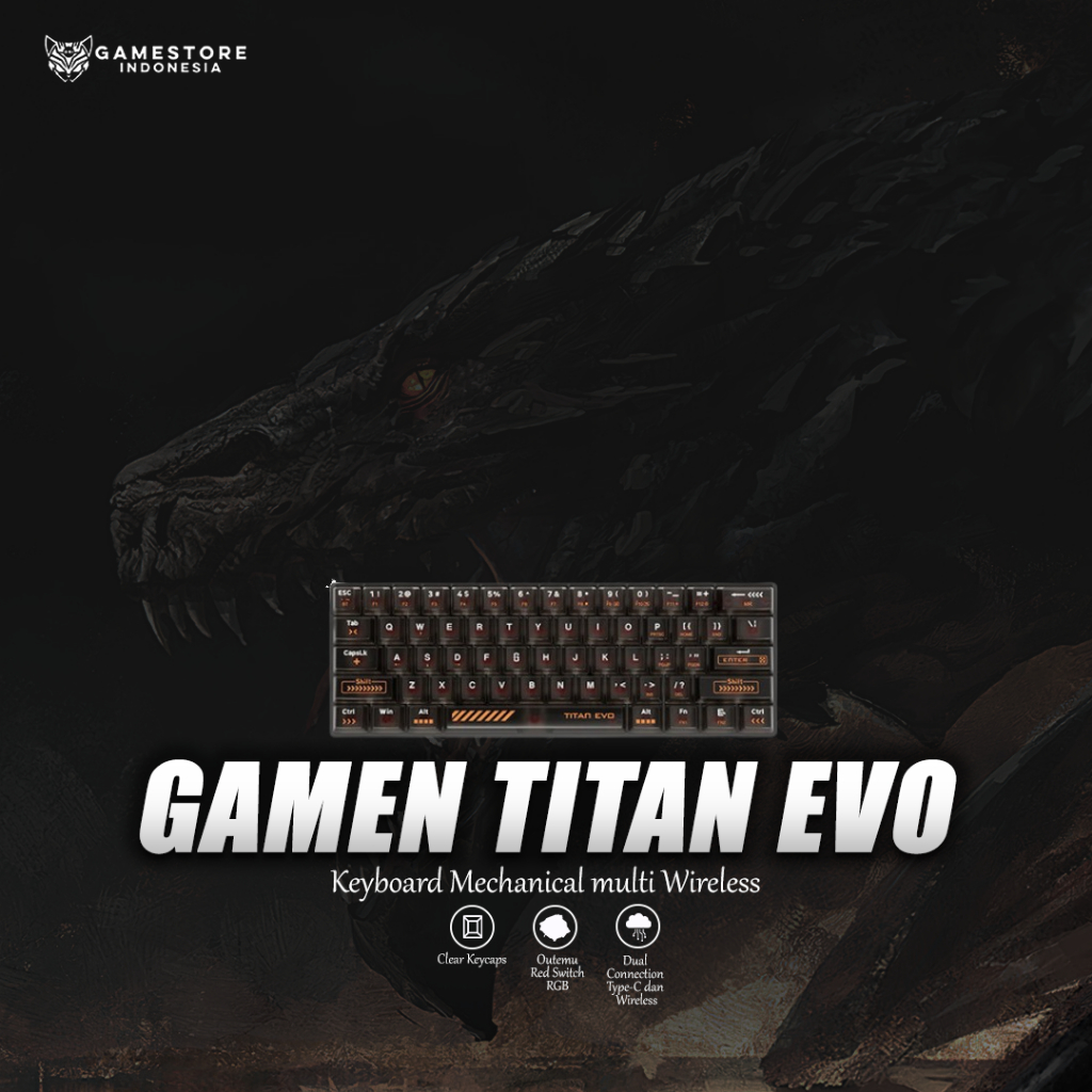 Jual GAMEN Titan Evo Mechanical Keyboard Multi Wireless Modes RGB Light ...