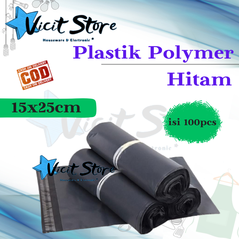 Jual Plastik Polymer Hitam /Kantong Plastik Olshop Hitam 15x25cm isi 100pcs | Shopee Indonesia