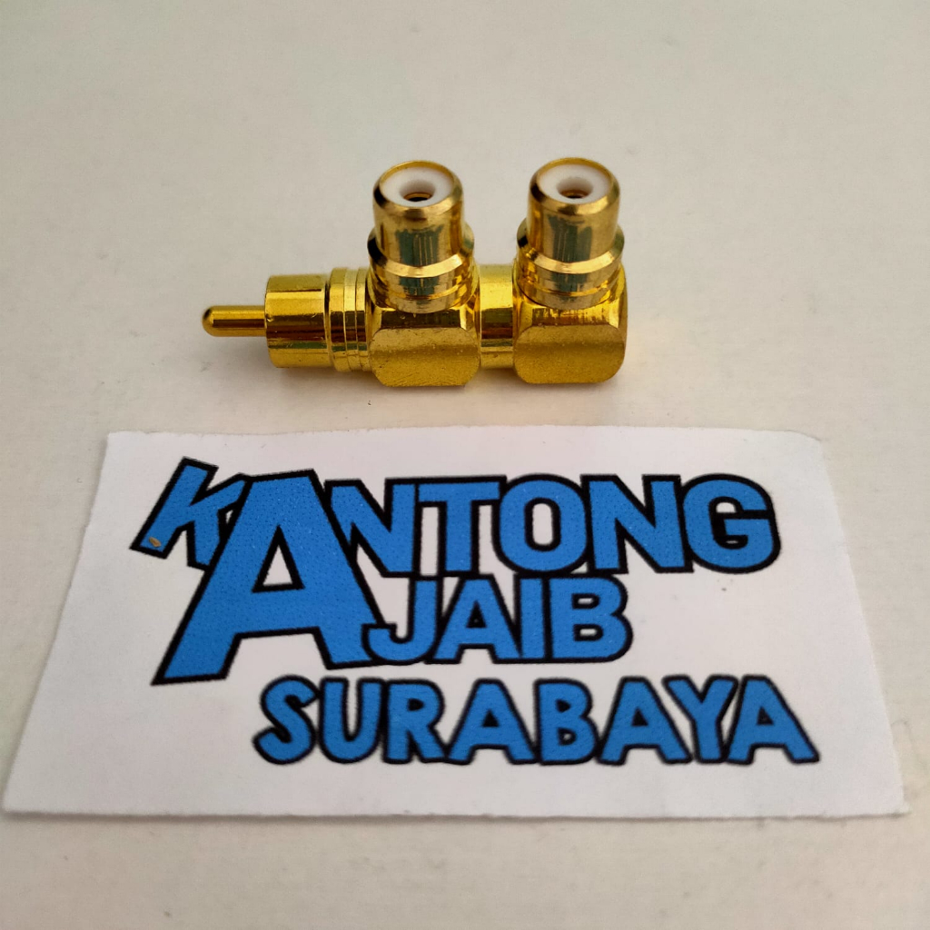 Jual T RCA Gold Model F Cabang RCA 1 Male to 2 Female Spliter RCA T ...