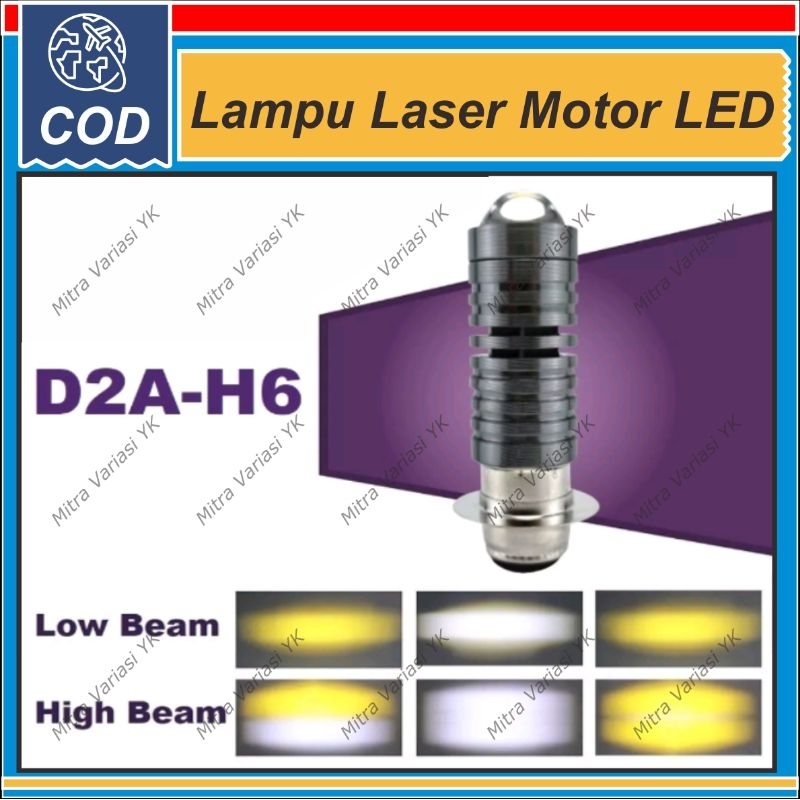 Jual LAMPU LASER GUN MOTOR H6 D2 PUTIH KUNING 2 WARNA SINAR FOKUS UTAMA DEPAN AC DC + DEVIL EYE ...