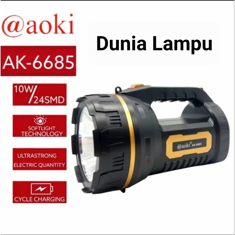Jual Senter Jumbo Aoki 10w + 24 SMD emergency AK 6685 Super Terang ...