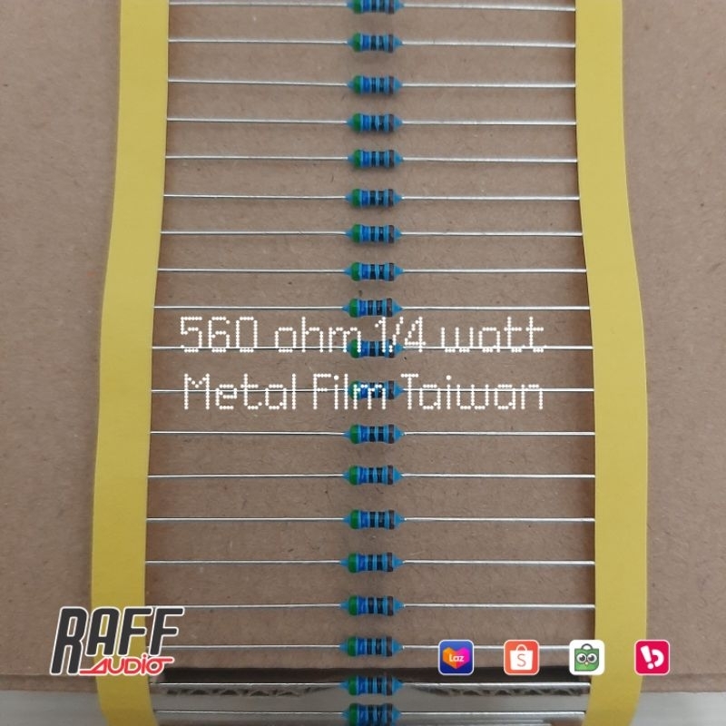 Jual Resistor 560 ohm 560R 1/4 watt - Metal Film 1% Taiwan- 10 pcs | Shopee Indonesia