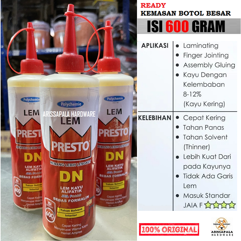Jual LEM PRESTO DN 600 GRAM LEM PUTIH KAYU TRIPLEK MULTIPLEK MEBEL ...