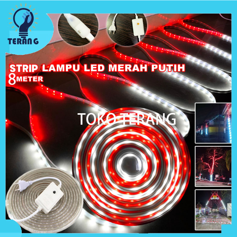 Jual LAMPU LED STRIP SELANG 3528 2835 + ADAPTOR 8/9 METER 220V - MERAH ...