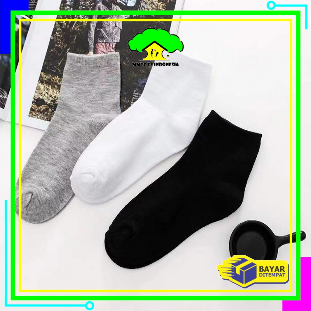 Jual MI-P251 Kaos Kaki Sport Socks Motif Polos Pria Wanita Panjang Diatas Mata Kaki Kaos kaki ...