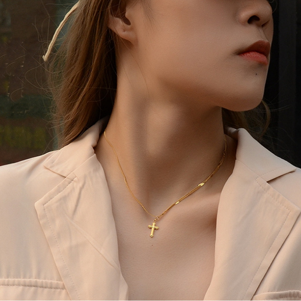 Jual GL Jewellery (Garansi 2 Tahun) Kalung Titanium Salib Wanita 316L ...