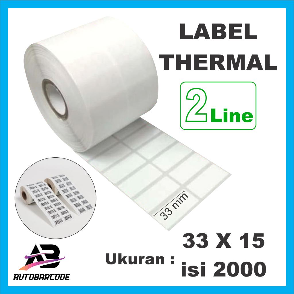 Jual Stiker Label Barcode 2 Line Thermal 33x15 isi 2000 Direct Thermal ...