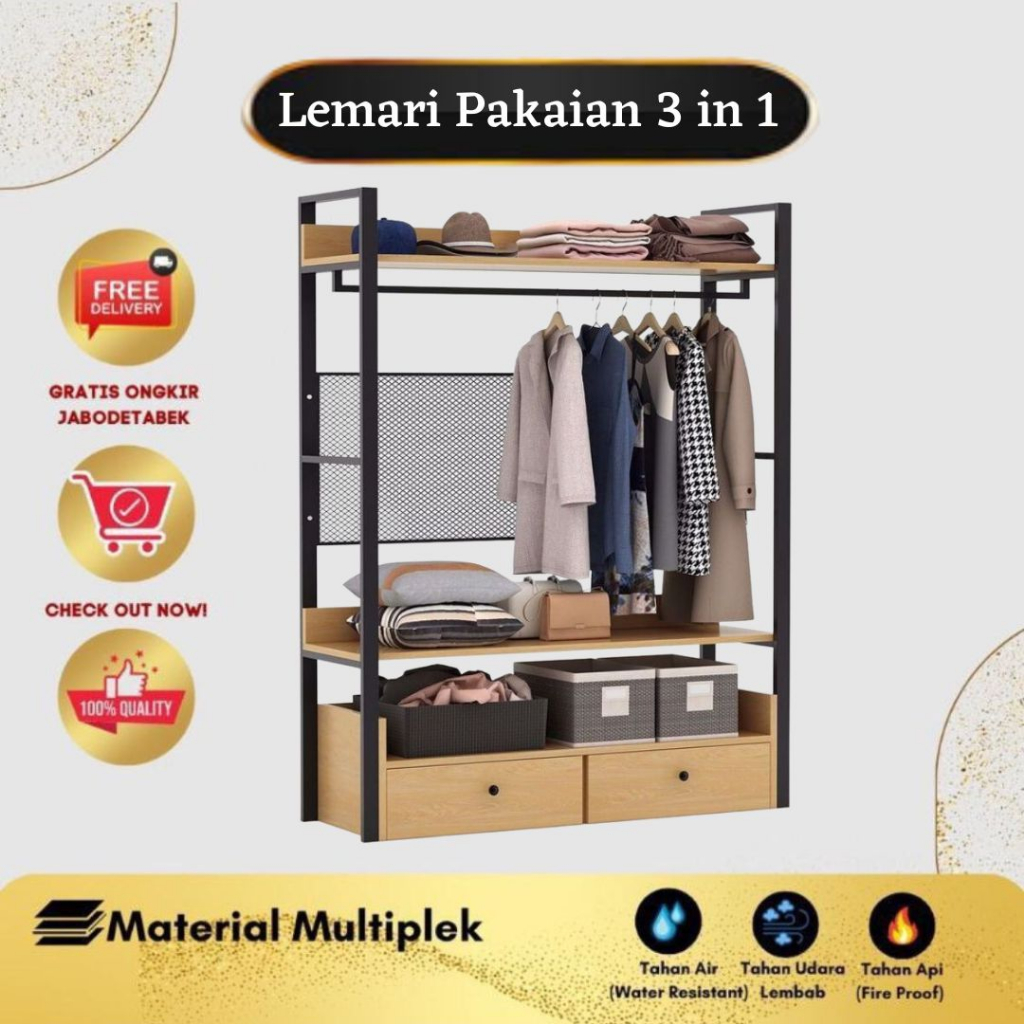 Jual [L201] Lemari 3 in 1 Industrial Multifungsi /Living Room Interior ...