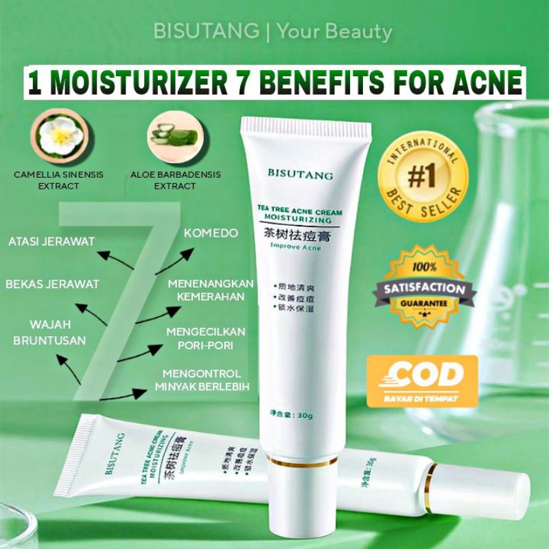 Jual BISUTANG Tea Tree Acne Cream 30g | 1 MOISTURIZER 7 BENEFITS FOR ACNE | Shopee Indonesia