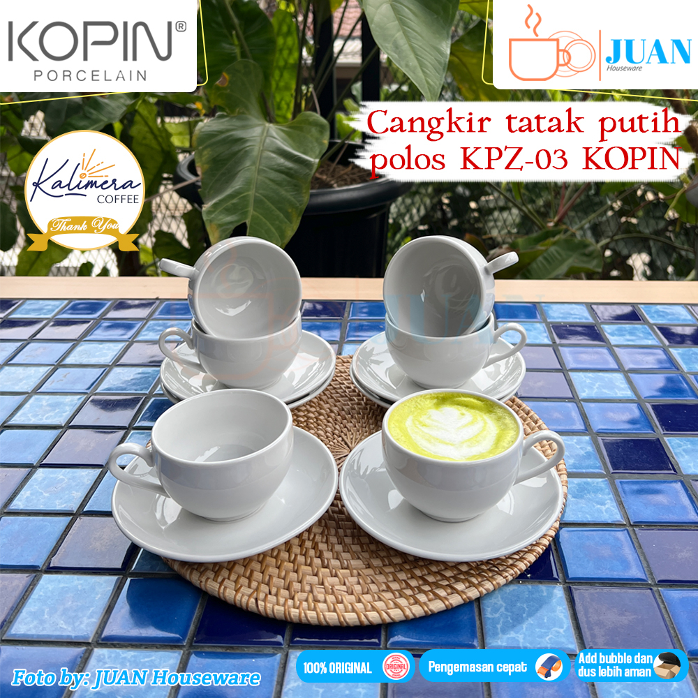 Jual KOPIN 6 pasang cangkir set + tatakan putih 180ml / coffee set tea ...