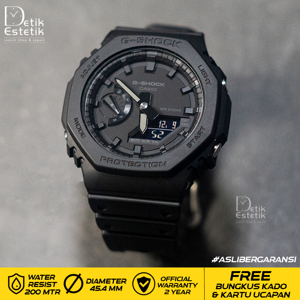 Jual Jam Casio G-Shock GA 2100 1A1 Men Digital Analog Dial Full Black ...