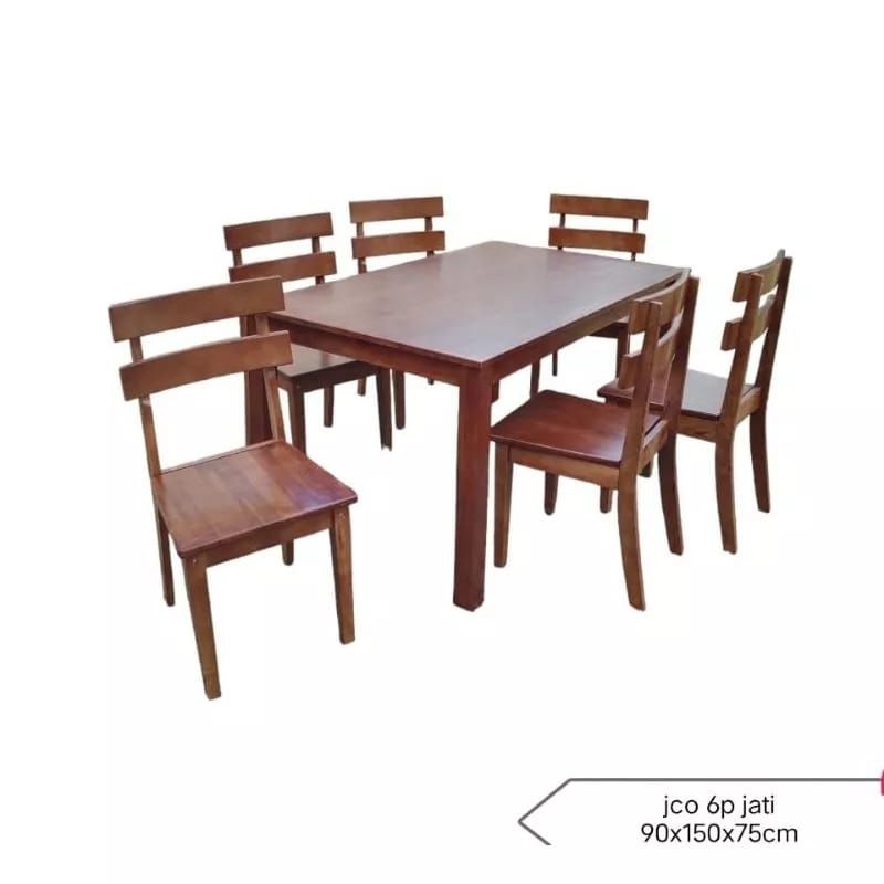 Jual Meja Makan Kayu JCO + 6 Kursi | Shopee Indonesia