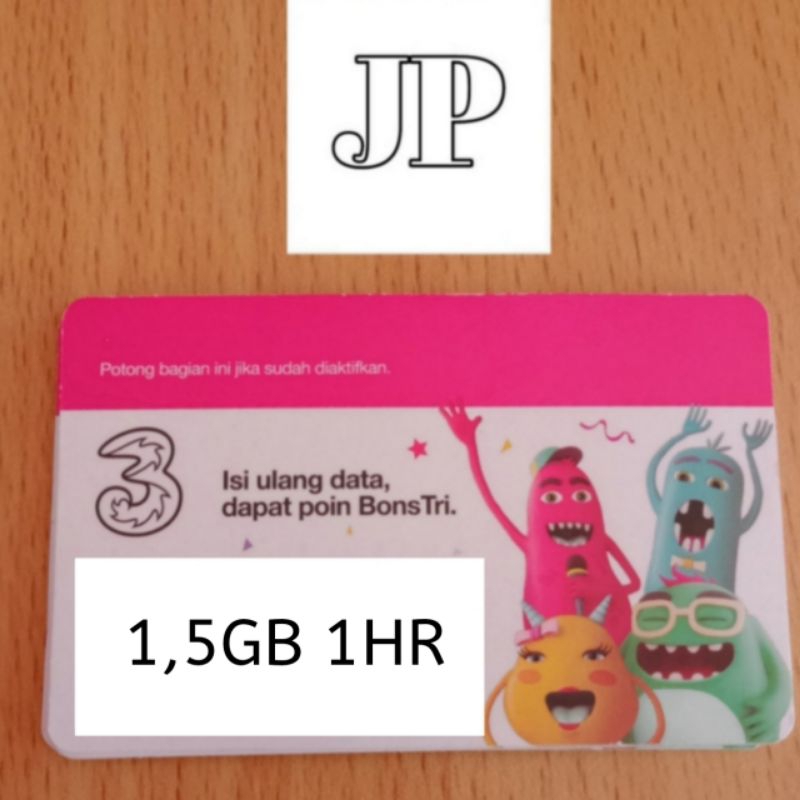 Jual VOUCHER THREE DATA 1,5GB 1HR | Shopee Indonesia