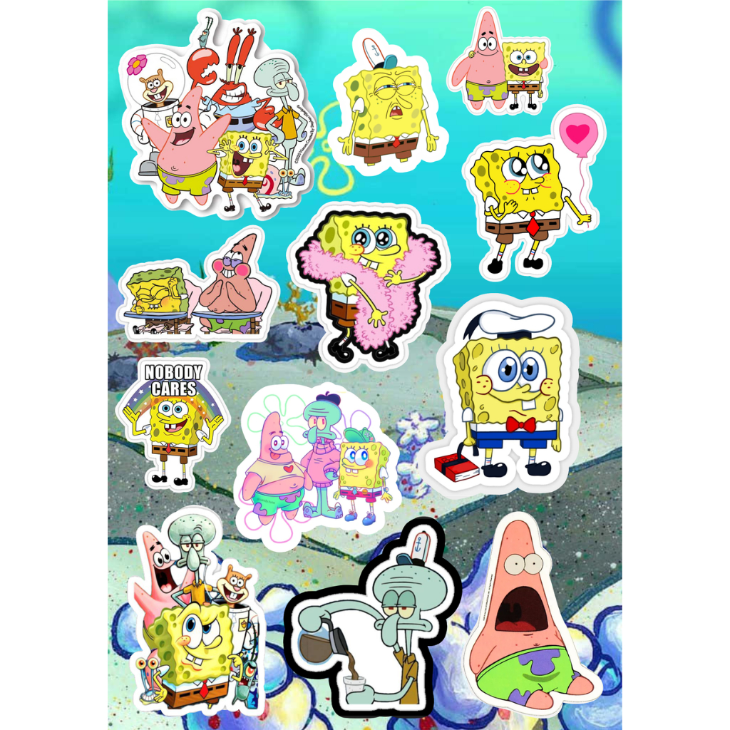Jual Sticker Gambar SPONGEBOB Stiker Vinyl Laminasi Glossy KISS Cut ...