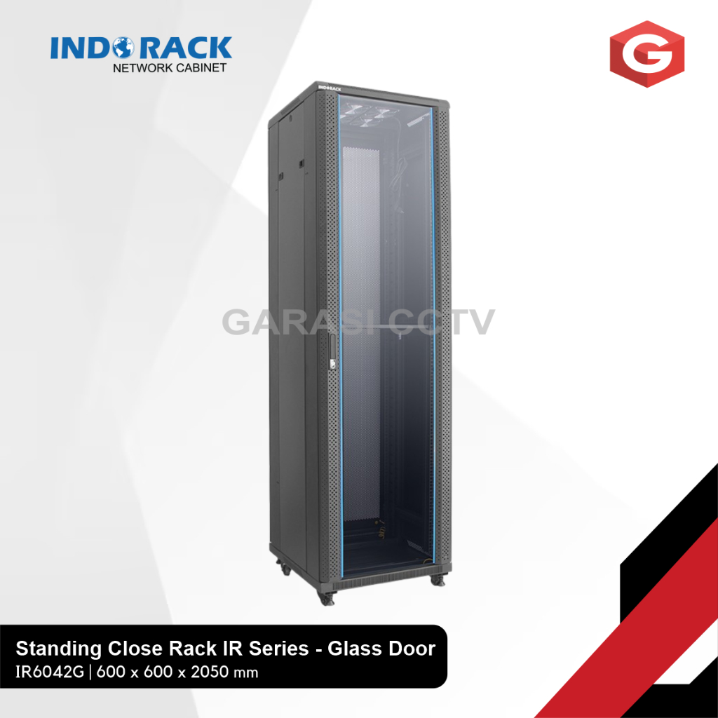 Jual Indorack 42U Close Rack Depth 600mm Glass Door 19" - IR6042G ...