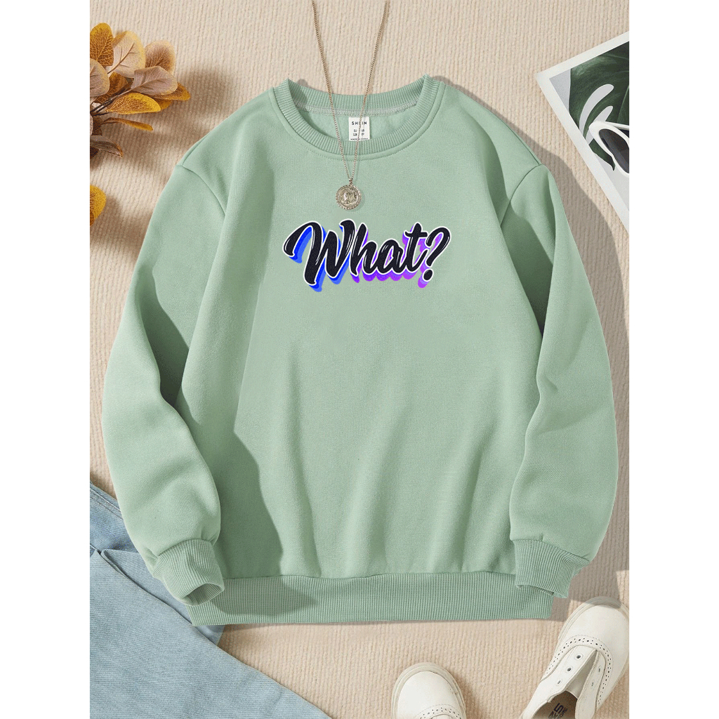 Jual Sweater Basic Wanita WHAT Switer Crewneck Oblong Remaja Dewasa ...