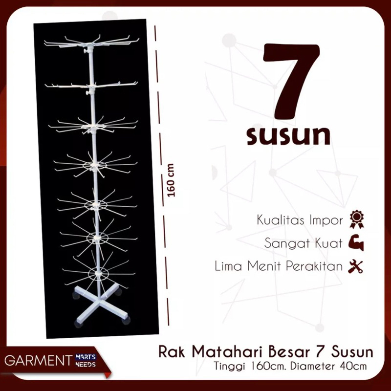 Jual rak display putar 7 matahari susun besi kuat tebal import ada roda ...
