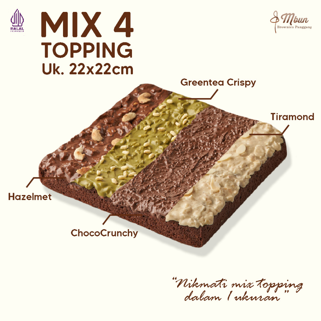 Jual Mbun Brownies Panggang Mix Topping Ukr 22x22 | Brownies Panggang ...