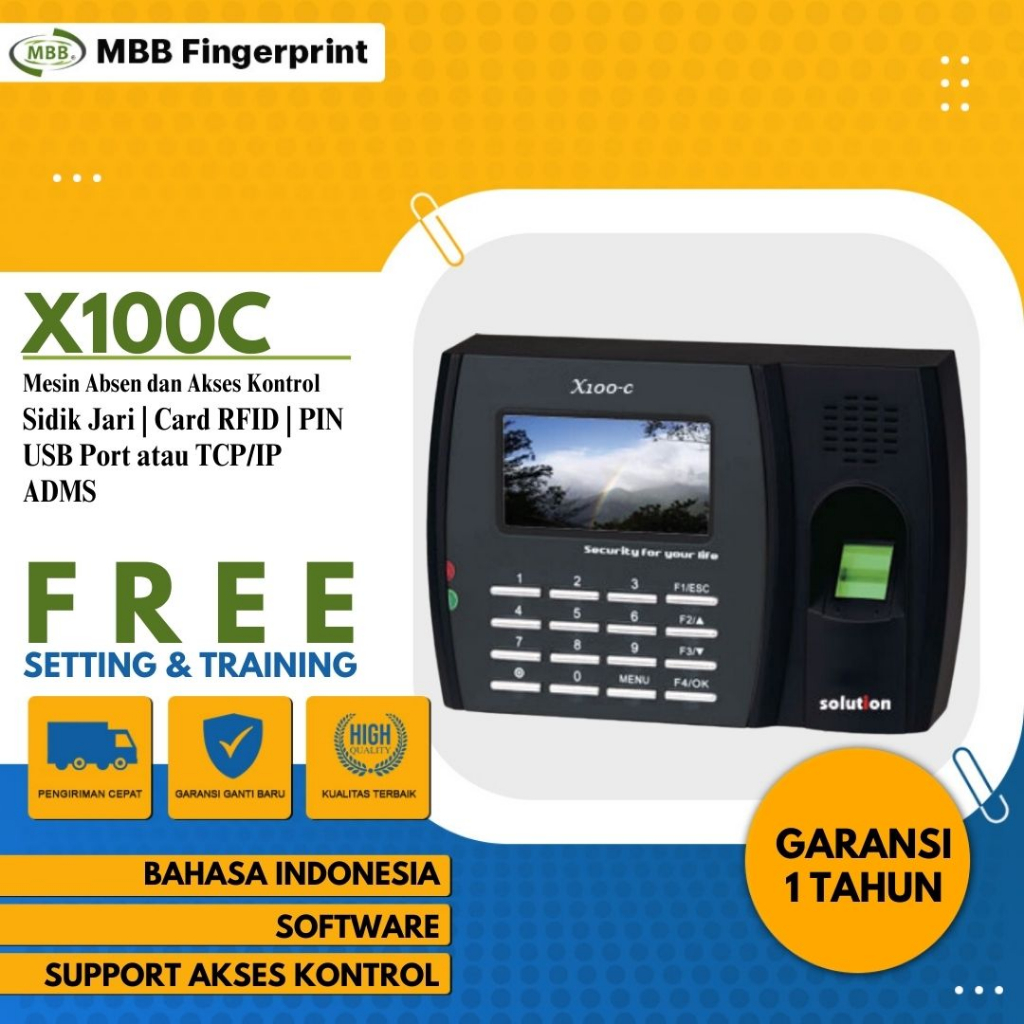 Jual Mesin Absensi Sidik Jari Fingerprint Solution X100C MBB | Shopee ...
