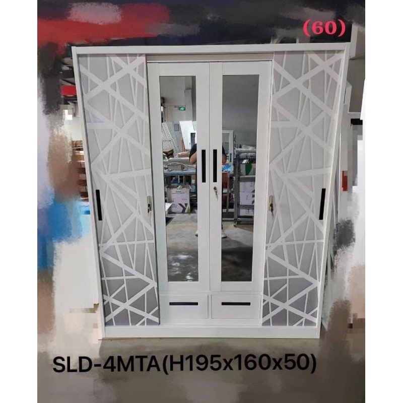 Jual Lemari Pakaian Plat Besi 4 Pintu Sliding Swing 4MTA | Shopee Indonesia