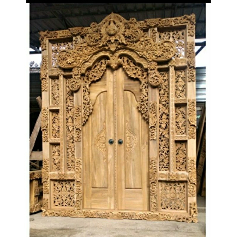 Jual Pintu ukir gebyok style bali / Pintu rumah ful kayu jati ukir ...