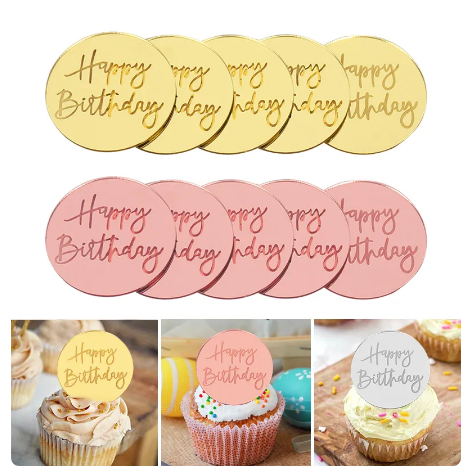 Jual TAG BULAT HAPPY BIRTHDAY AKRILIK 3 WARNA GOLD SILVER ROSEGOLD ...