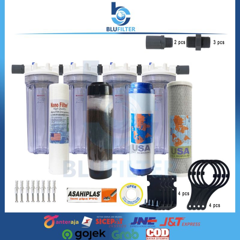 Jual PAKET FILTER AIR 4 TAHAP KOTOR KERUH KUNING LICIN BAU BESI MANGAN AIR SUMUR PAM TOREN ...