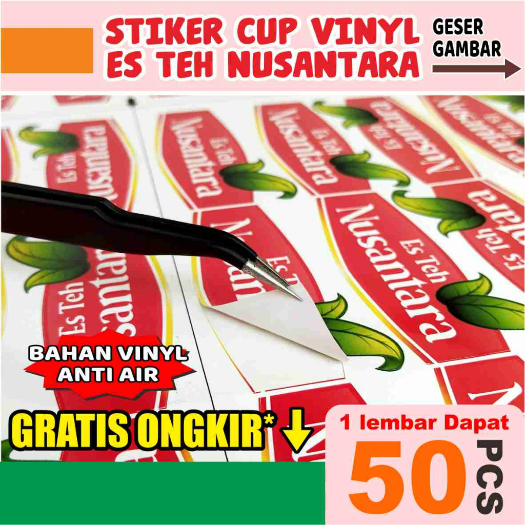 Jual stiker label cup es teh NUSANTARA BAHAN VINYL 50 pcs | Shopee ...
