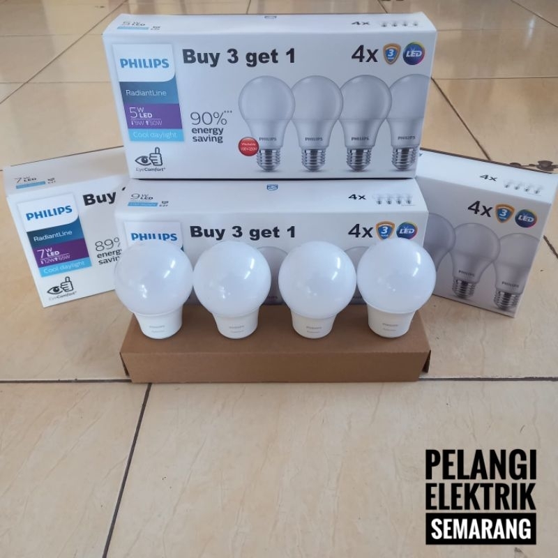 Jual Lampu PHILIPS Radiantline LED 5 7 9 11 Watt Paket Beli 3 Gratis 1 ...