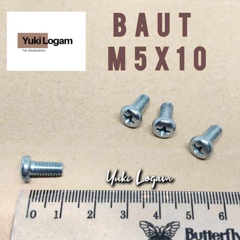 Jual 50 pcs Baut M5x10 kepala bulat atau rata | Shopee Indonesia