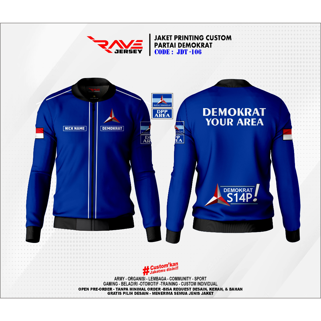Jual JAKET PARTAI DEMOKRAT SESI 2 FULL PRINTING SUBLIMATION CUSTOM ...