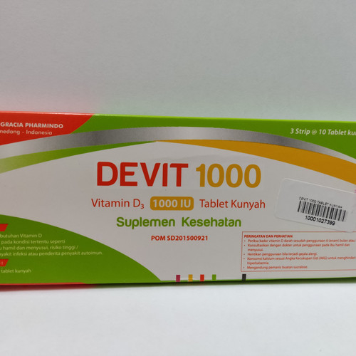 Jual Devit Vitamin D3 1000 Iu Box Isi 3 Strip 10 Tablet Kunyah