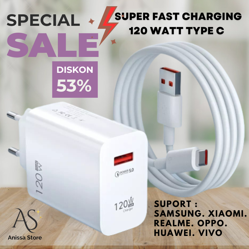 Jual Super Fast Charging 120 watt Type c for android / Charger ...