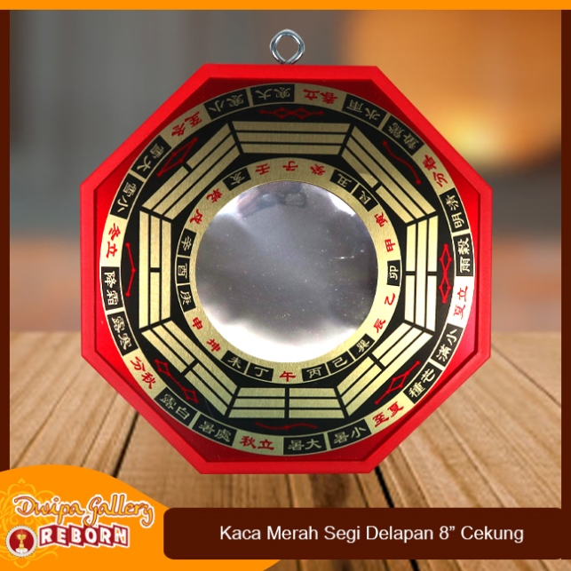 Jual Kaca Cermin Cekung Fengshui Pat Kua Pakua /Ba Gua Segi Delapan Red ...