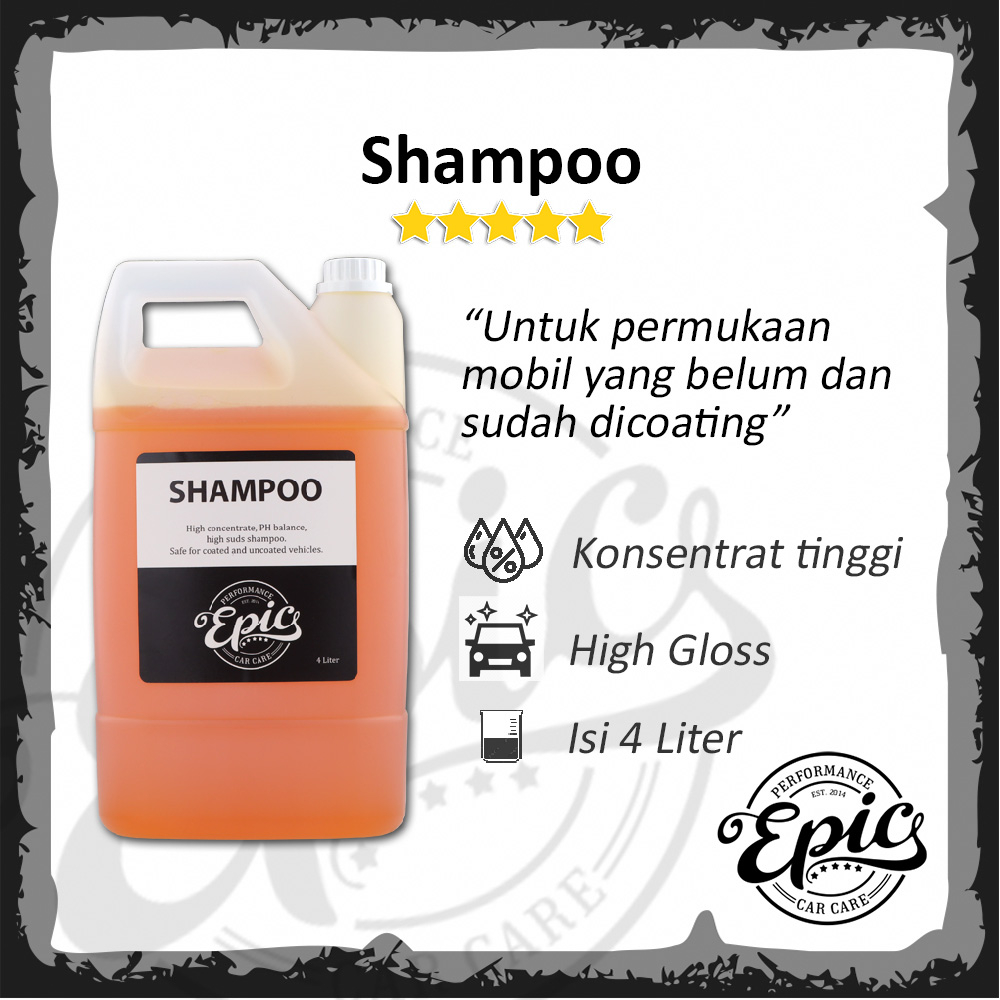 Jual Shampoo Mobil Jerigen Galon Konsentrat Tinggi Epic Shampoo 4 Liter | Shopee Indonesia