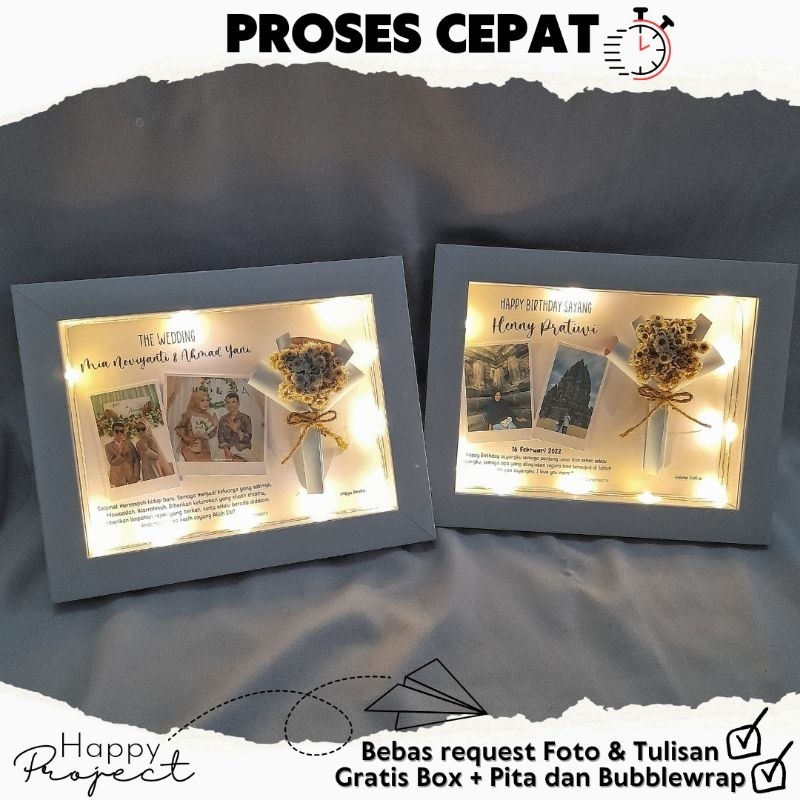 Jual FLOWER IN FRAME + LAMPU | BINGKAI 3D | KADO | KADO UNIK | KADO ...