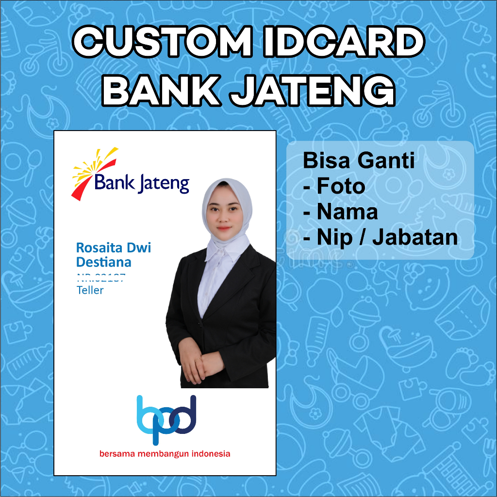 Jual Custom ID Card Bank Jateng Tali Lanyard Free desain Satuan ...
