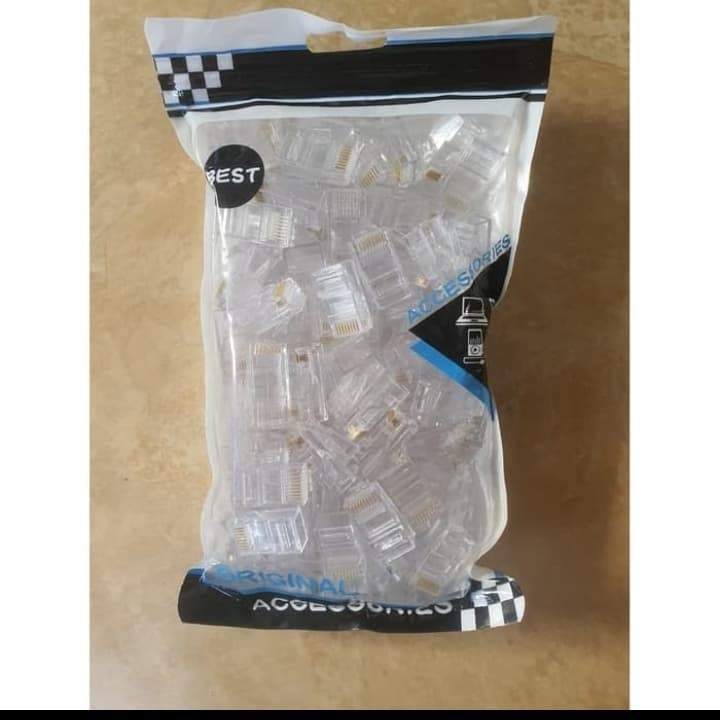 Jual konektor rj45 biasa isi 100pc cat5e connector rj45 isi 100 ...