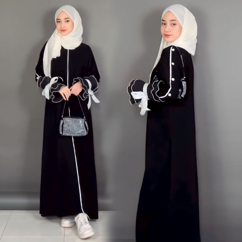 Jual Abaya elhabsyi Lubaba Gamis Arab Hitam Bahan Jet black Saudi ...