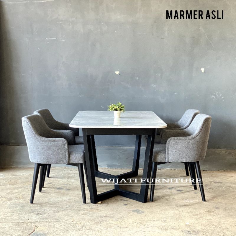 Jual Meja Makan Marmer Asli Dining Table Set Marmer Carrara Asli 4 ...
